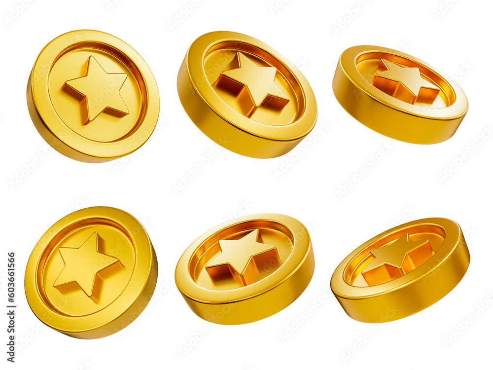 3d glossy star coins. 6 directions of shiny star coins. service rating ...
