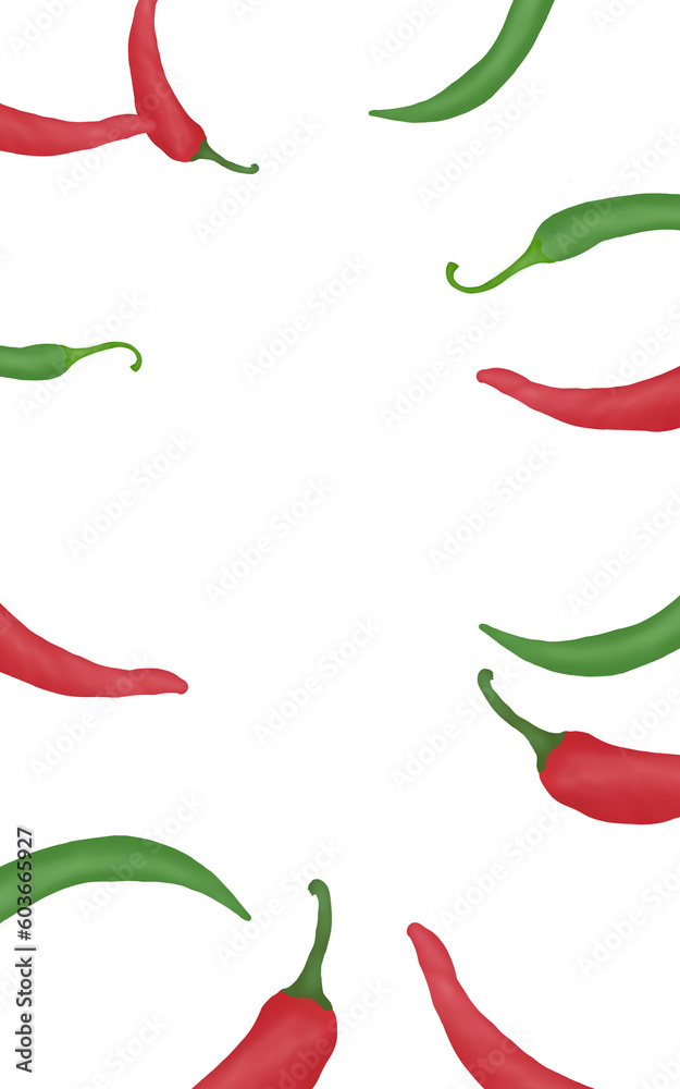 Marco de chiles con fondo transparente, comida picante traducional ...