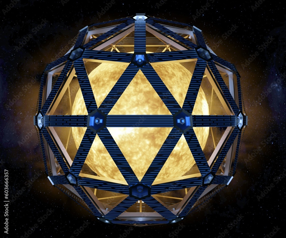 Ilustracja Stock: Dyson sphere is harvesting solar energy from the sun ...