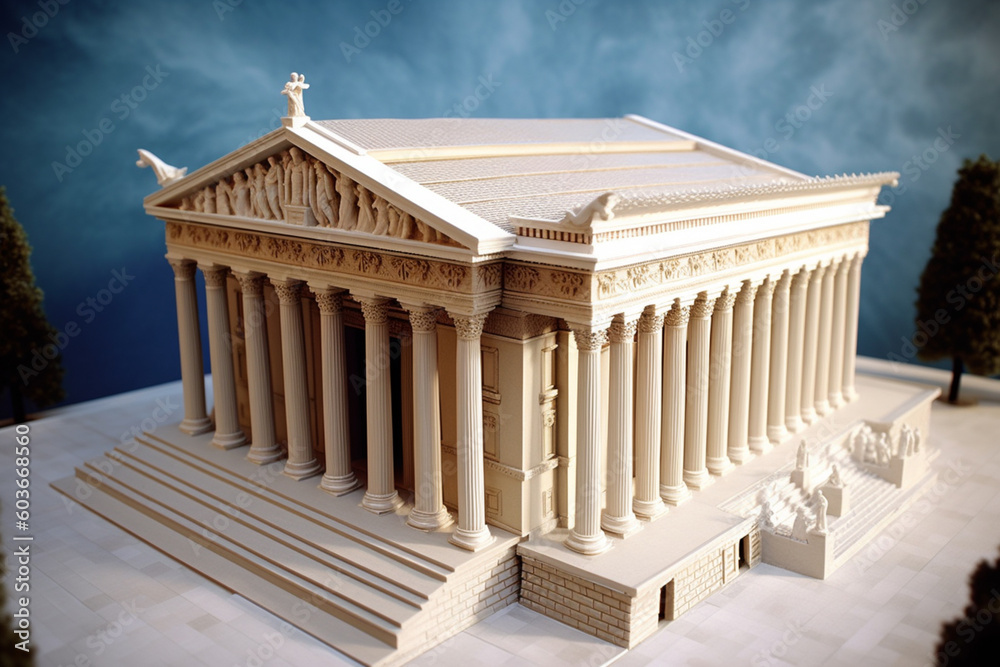 a scaled-down replica of a Greek temple, with meticulous attention to ...