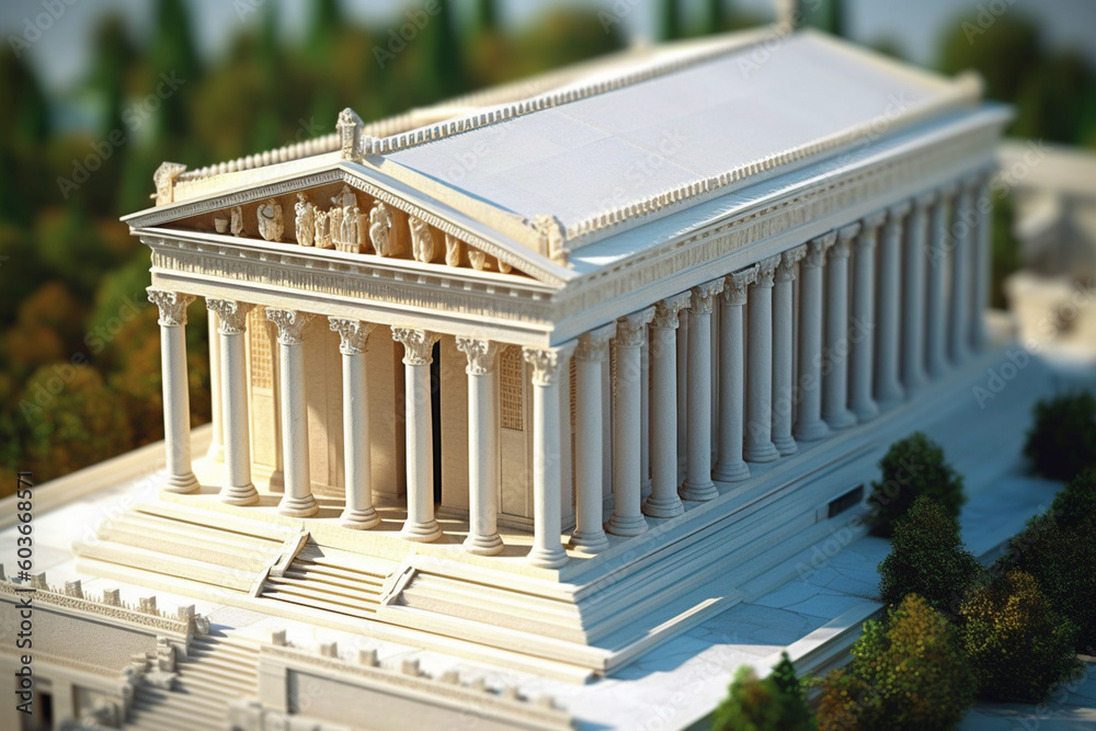 a scaled-down replica of a Greek temple, with meticulous attention to ...