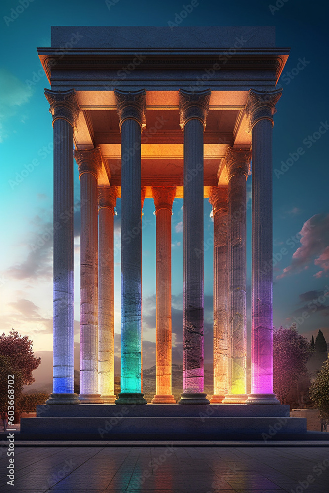 futuristic interpretation of Greek columns, incorporating elements of ...