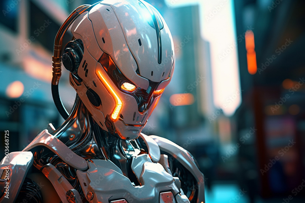 humanoid robot with advanced artificial intelligence capabilities, designed to mimic human ...