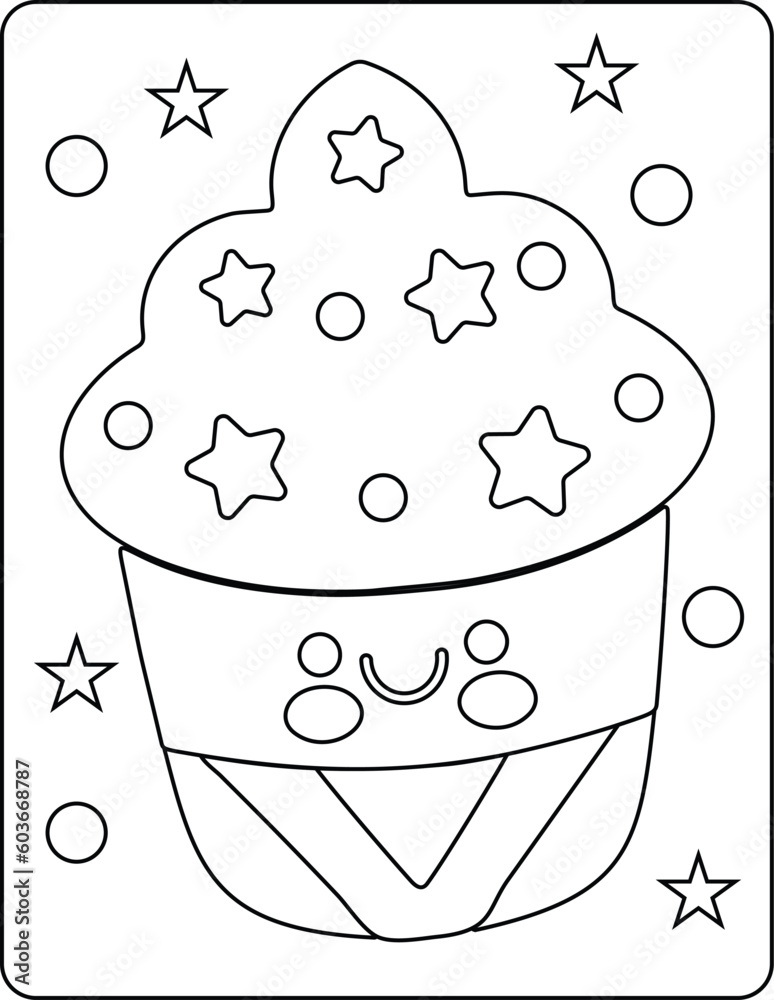 Kawaii Food Coloring Page for Kids Stock Vector | Adobe Stock