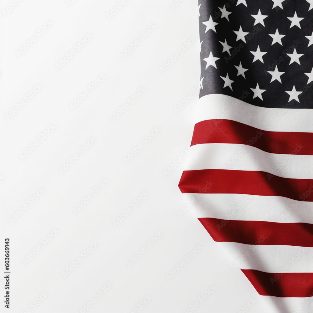 American Flag lying on an empty background card template with text ...