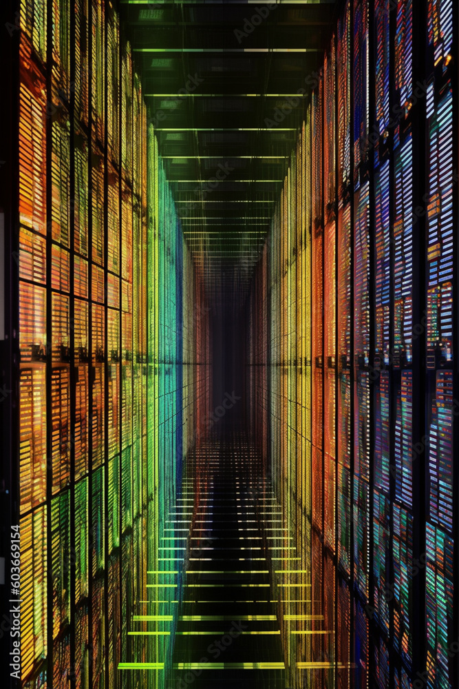 database servers with data visualization overlays, illustrating the ...