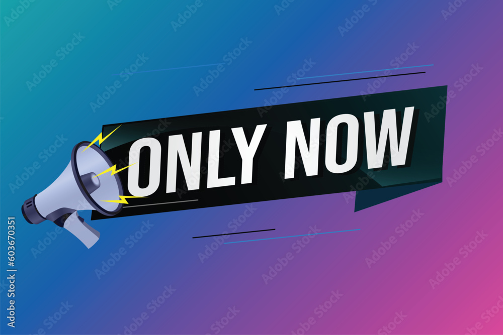Only now word concept vector illustration with lines 3d style for ...