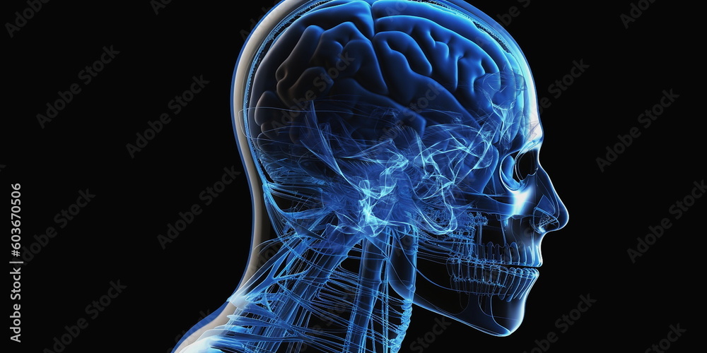 abstract human body head shape anatomy with artery brain nervous system ...
