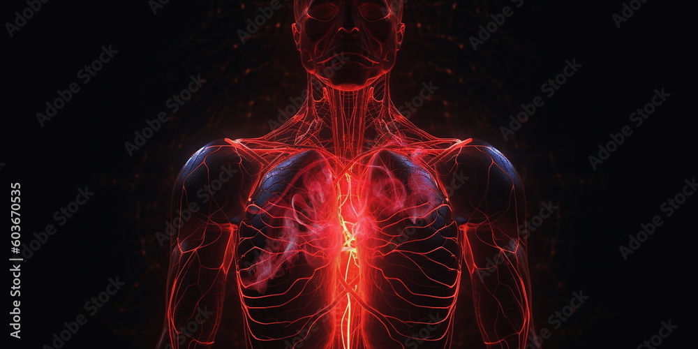 abstract human body head shape anatomy with artery brain nervous system ...