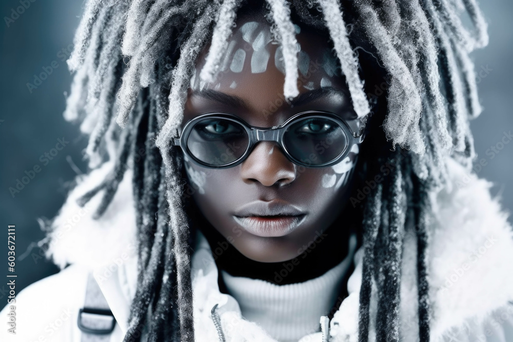 Edgy and chic, a black girl with white dreads showcases mod fashion ...