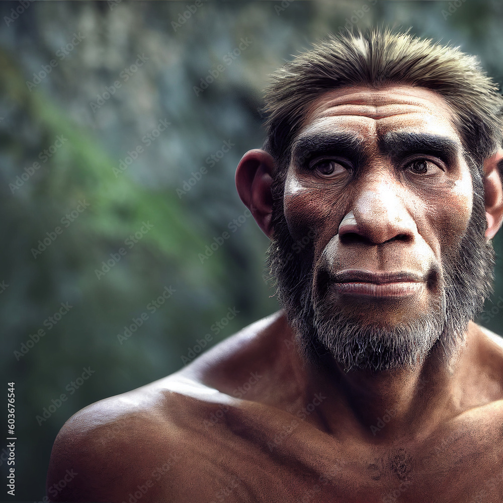 Foto De An Illustration Showcasing The Depiction Of A Neanderthal Man Providing A Glimpse Into