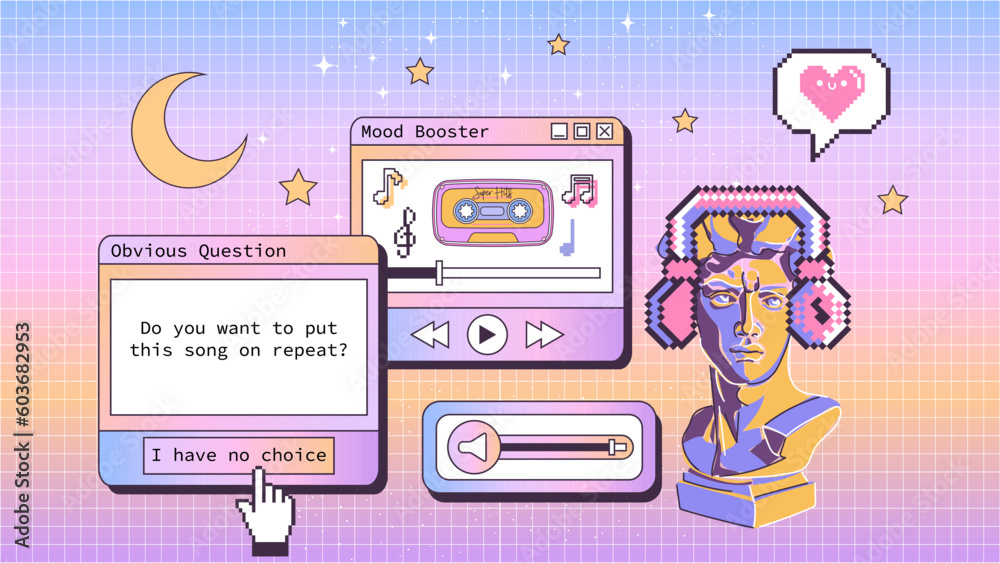 Trendy y2k sticker set. Old computer aesthetic.Retro user interface ...