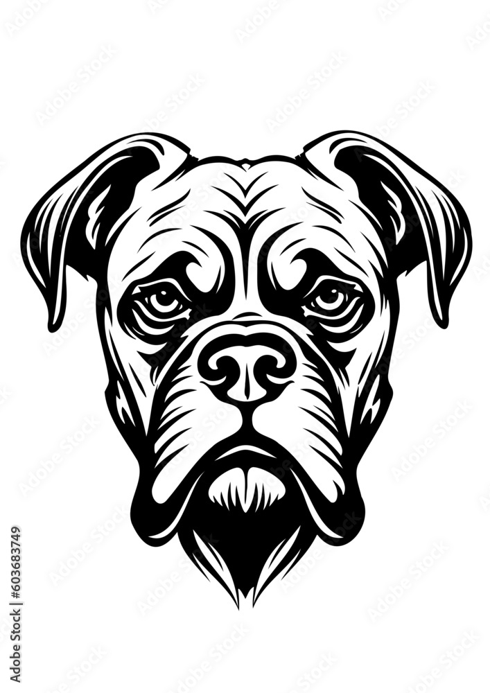 Basic simple Minimalist vector SVG logo graphic of Boxer head, isolated ...