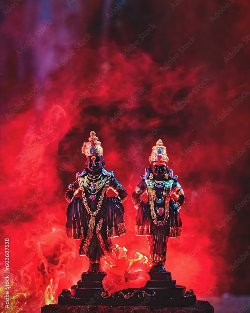 God and Goddess Vitthal Rakhumai Statue in hinduism, indian festival ...