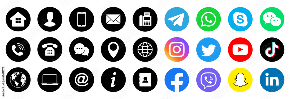 Connect Icons.Contact us icon set.Contact and Communication Icons.Set ...