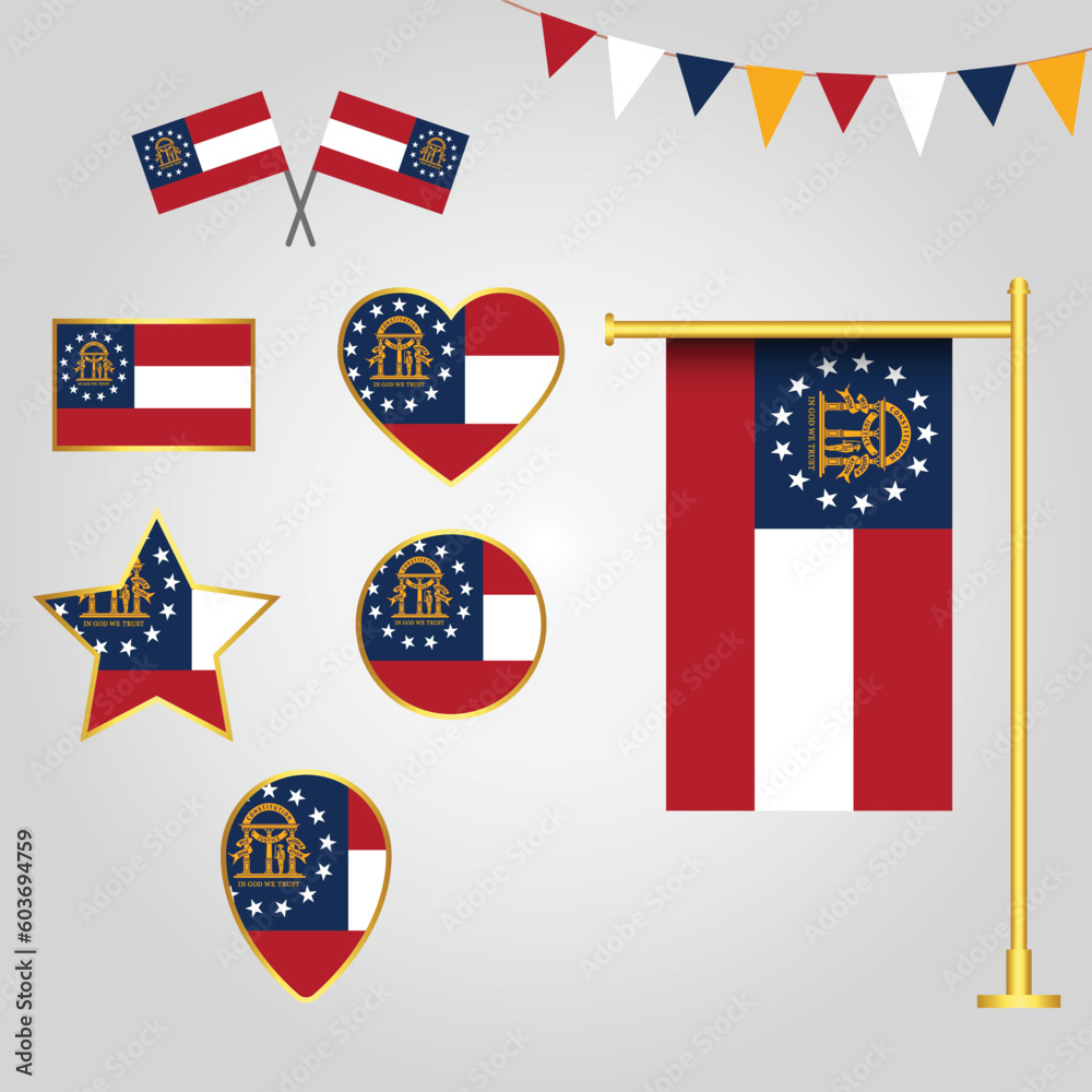 Flags collection of georgia state of usa emblems and icons in different ...