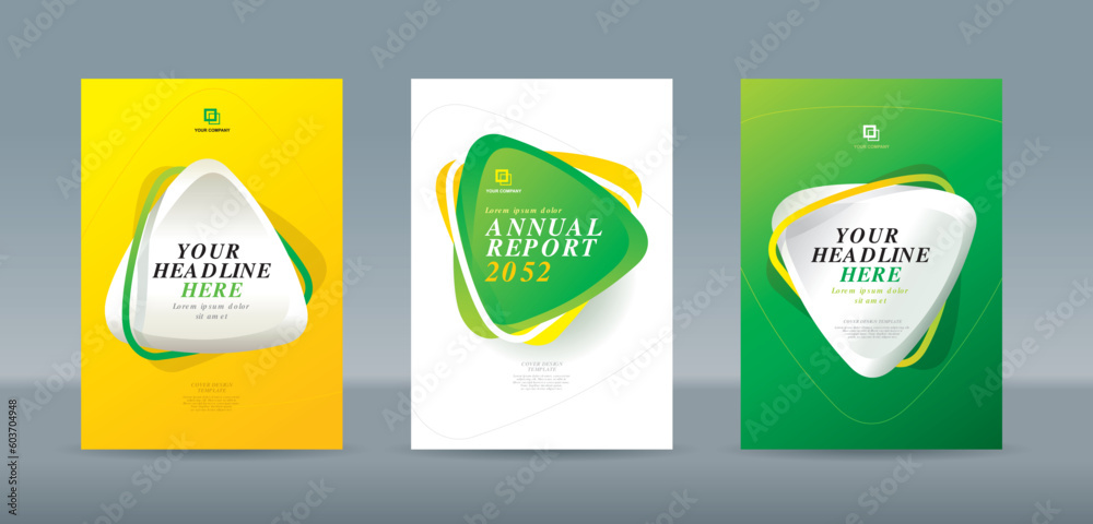 Illustration of 3d rounded triangles overlapping with yellow white ...