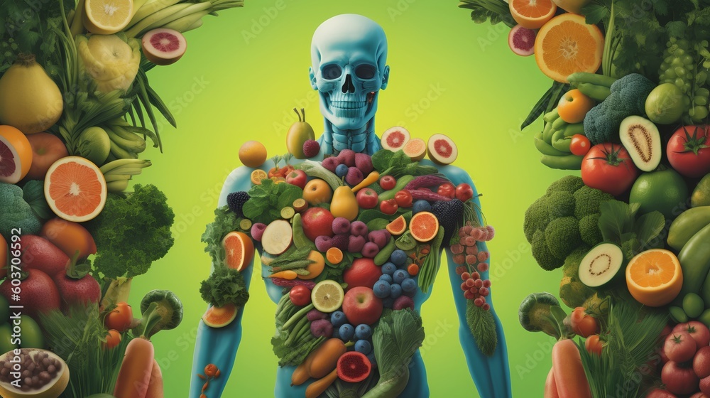 Health and wellness concept with a depiction of human anatomy ...