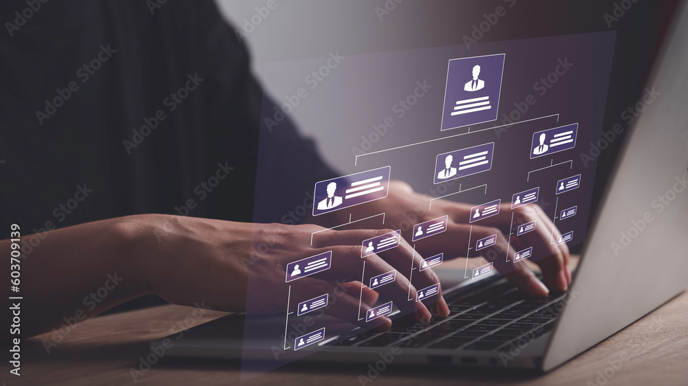 Business hierarchy company structure concept. Business process plan and ...