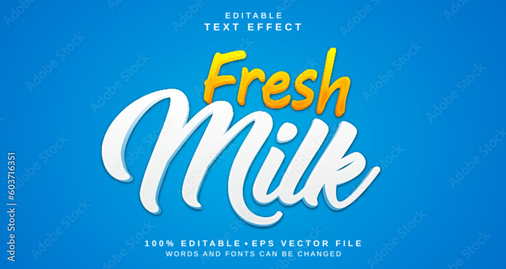 Editable text style effect - Fresh Milk text style theme. Stock Vector ...