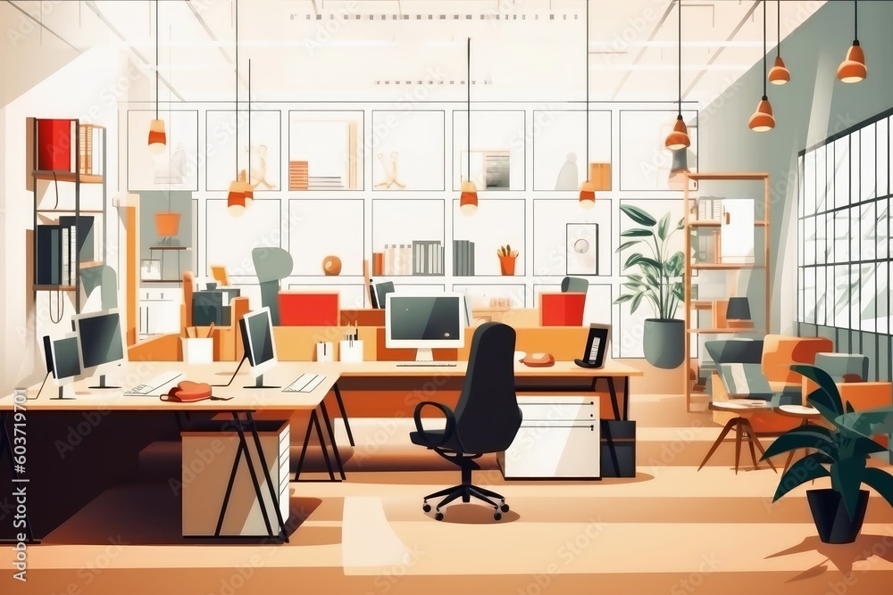 Office work concept illustration created with generative AI technology ...