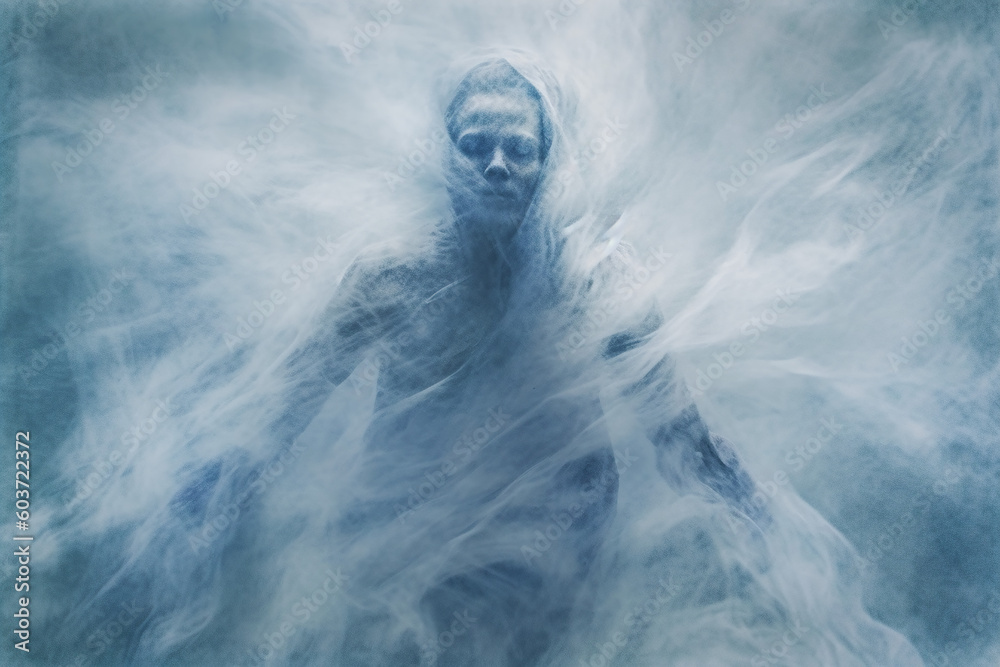Ghost With a White Background. Generative AI. A digital painting of a ...