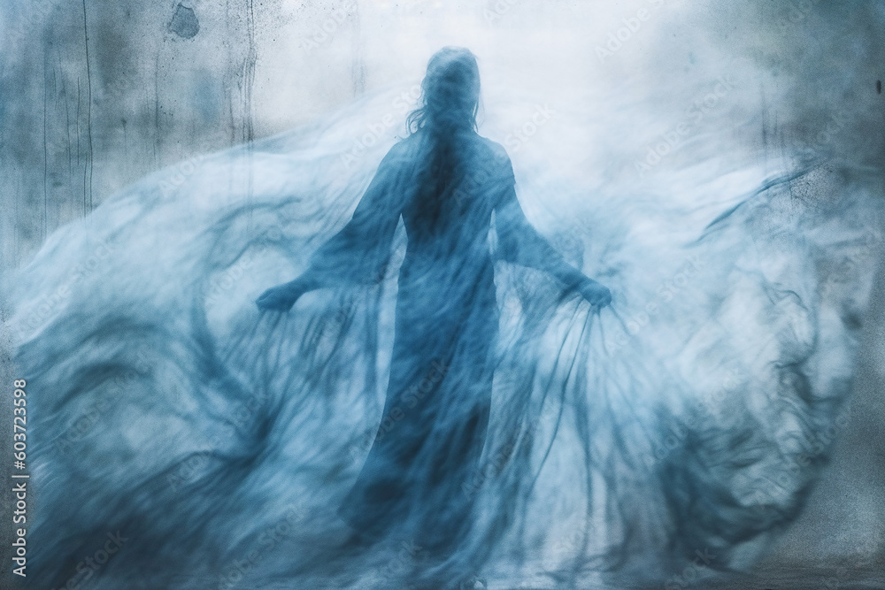 Ghost With a White Background. Generative AI. A digital painting of a ...