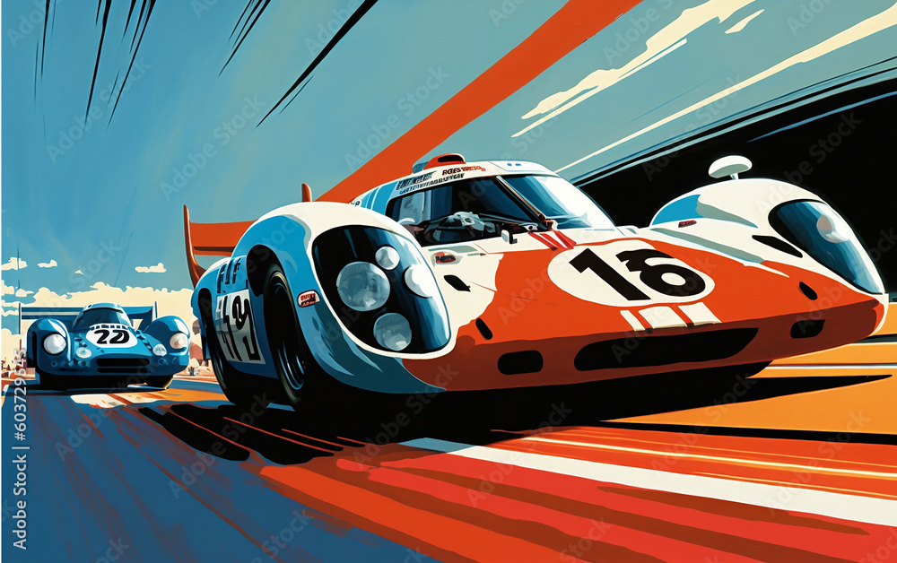 Classic Racing Cars Stock Illustration | Adobe Stock