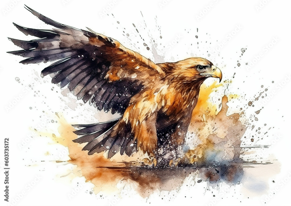 Watercolor abstract illustration of a golden eagle.Golden Eagle in ...