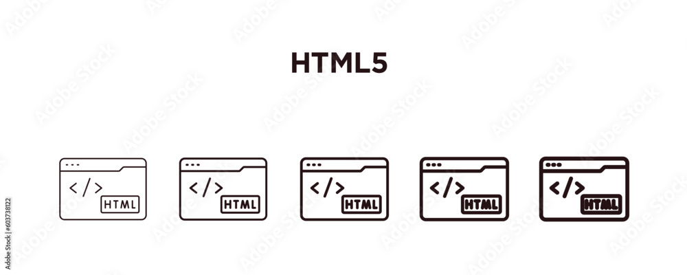 html5 icon. Outline html5 vector from programming concept. Thin, light, regular, bold, extra ...