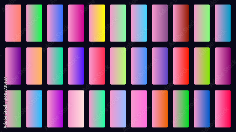 Colorful Pink Color Shade Linear Gradient Palette Swatches Web Kit ...