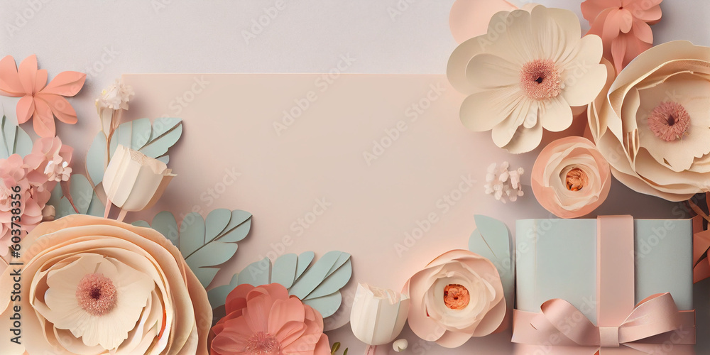 Women day and mother's day background banner in a feminine color ...