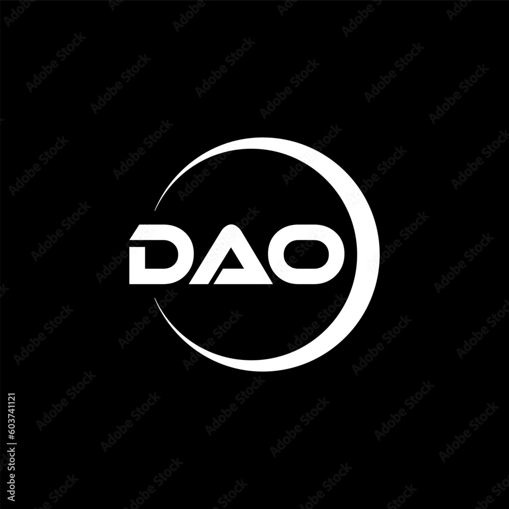 Vettoriale Stock DAO letter logo design with black background in ...