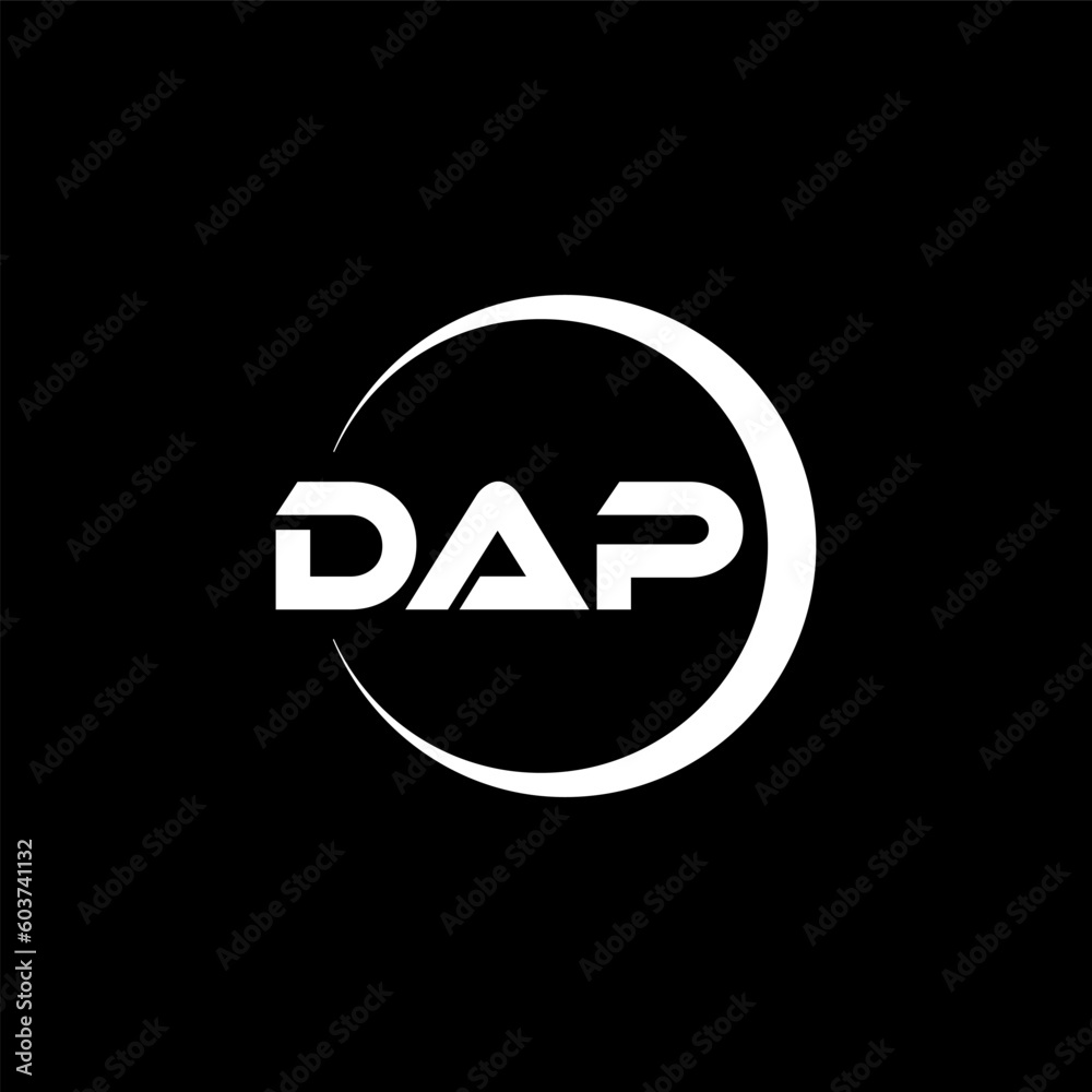 DAP letter logo design with black background in illustrator, cube logo ...