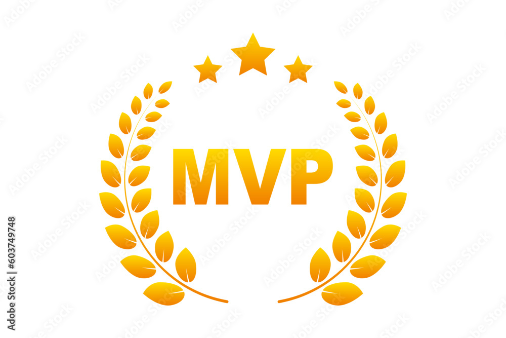 MVP gold medal award. Laurel wreath icon. Symbol of victory ...