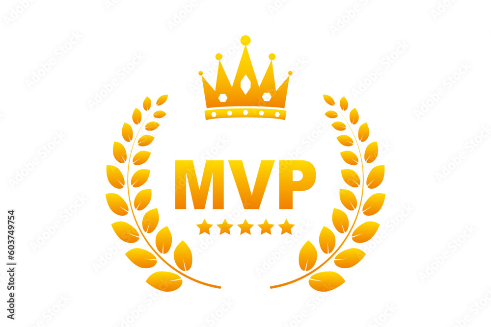 MVP gold medal award. Laurel wreath icon. Symbol of victory ...
