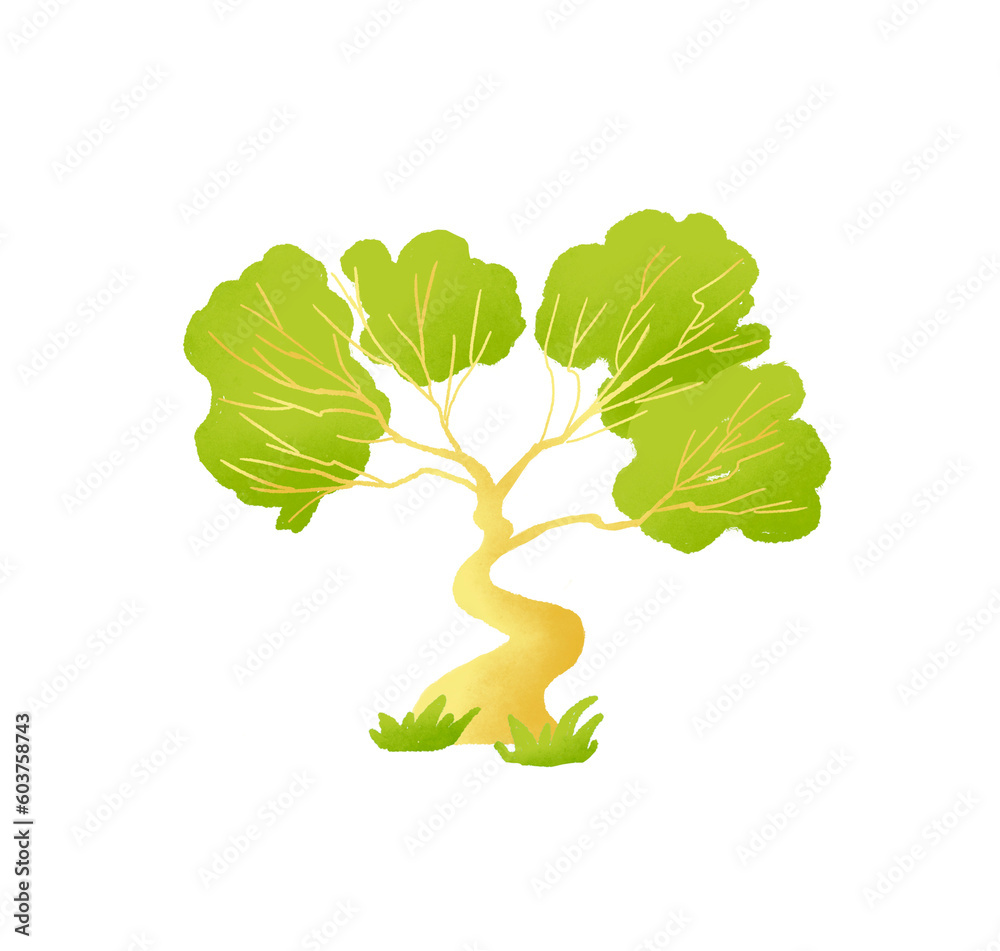 Cute flat illustration of saxaul. Hand-drawn illustration of tree ...