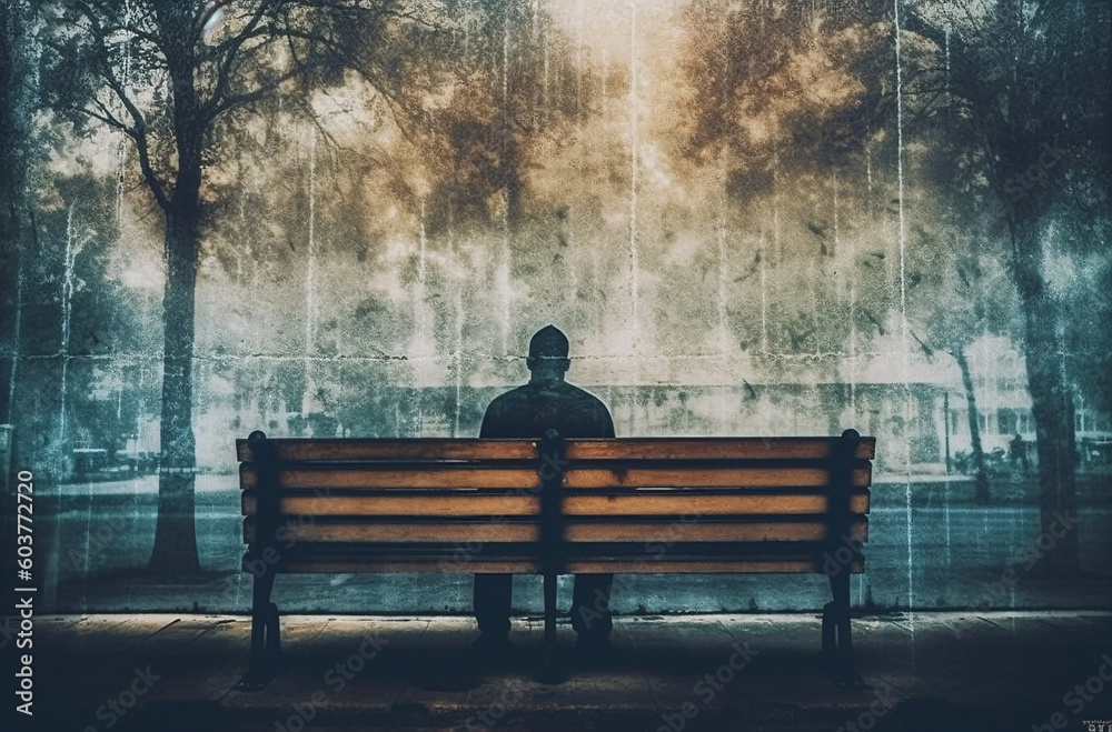 sad person sitting on bench - depression - isolation - solitude dark ...