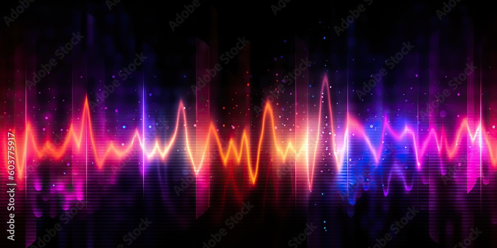 Ai Generated Ai Generative Equalizer Effect Neon Music Wave Graphic Art Stock Illustration