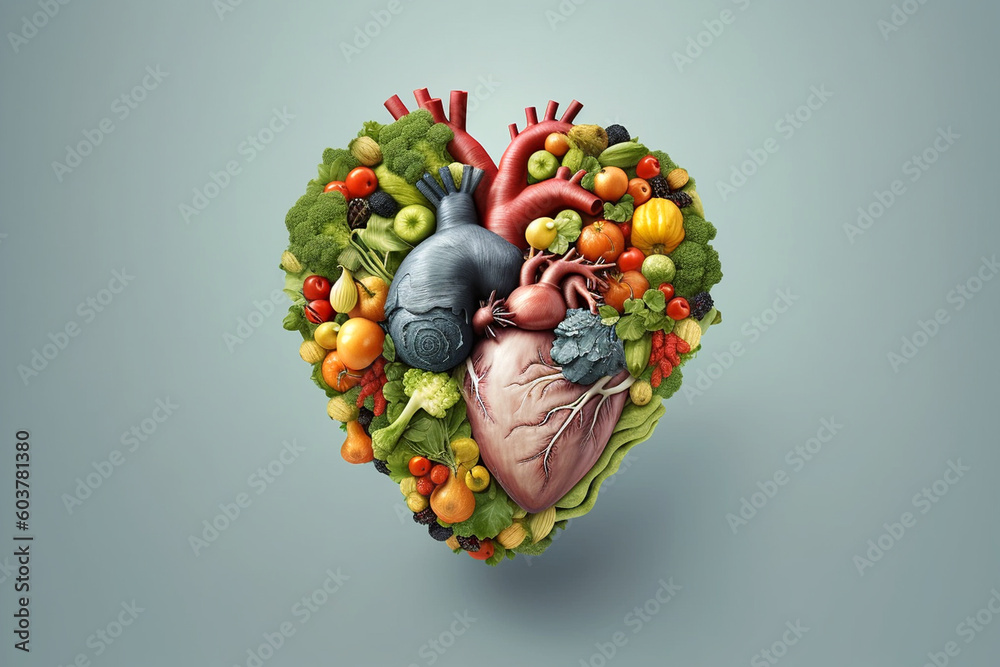 human heart made of fruits and vegetables Stock Illustration | Adobe Stock