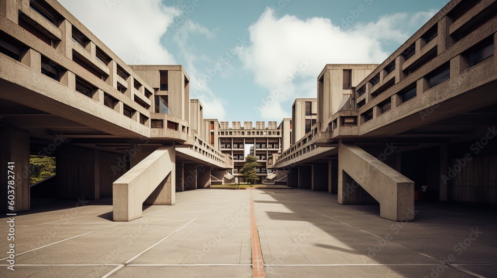 AI generated raw reinforced concrete architecture building Stock ...