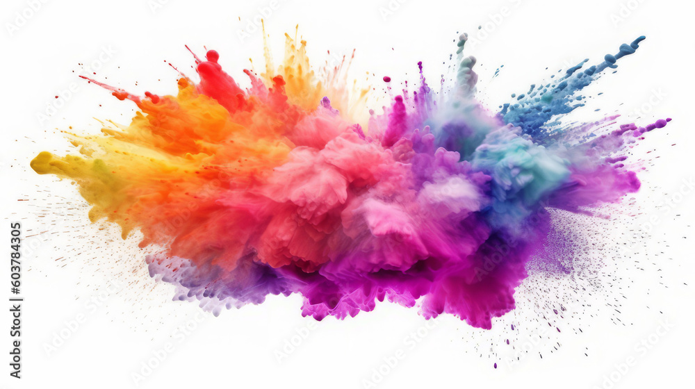 Rainbow powder dust explosion, background color. Abstract powder splash ...