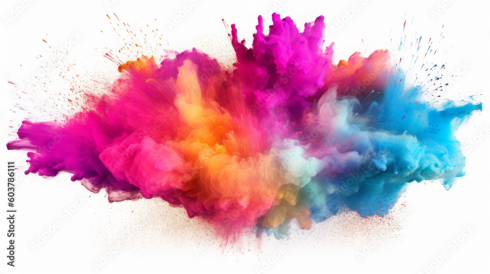 Rainbow powder dust explosion, background color. Abstract powder splash ...