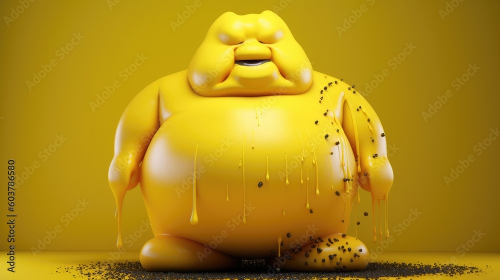 Humorous Illustration of a Yellow Fat Character, Comical and Vibrant ...