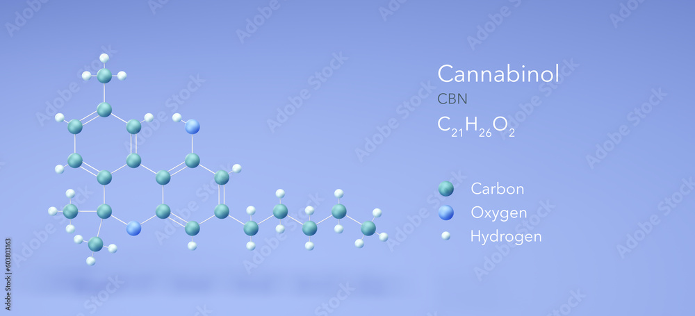 cannabinol molecule, molecular structures, psychoactive cannabinoid, 3d ...
