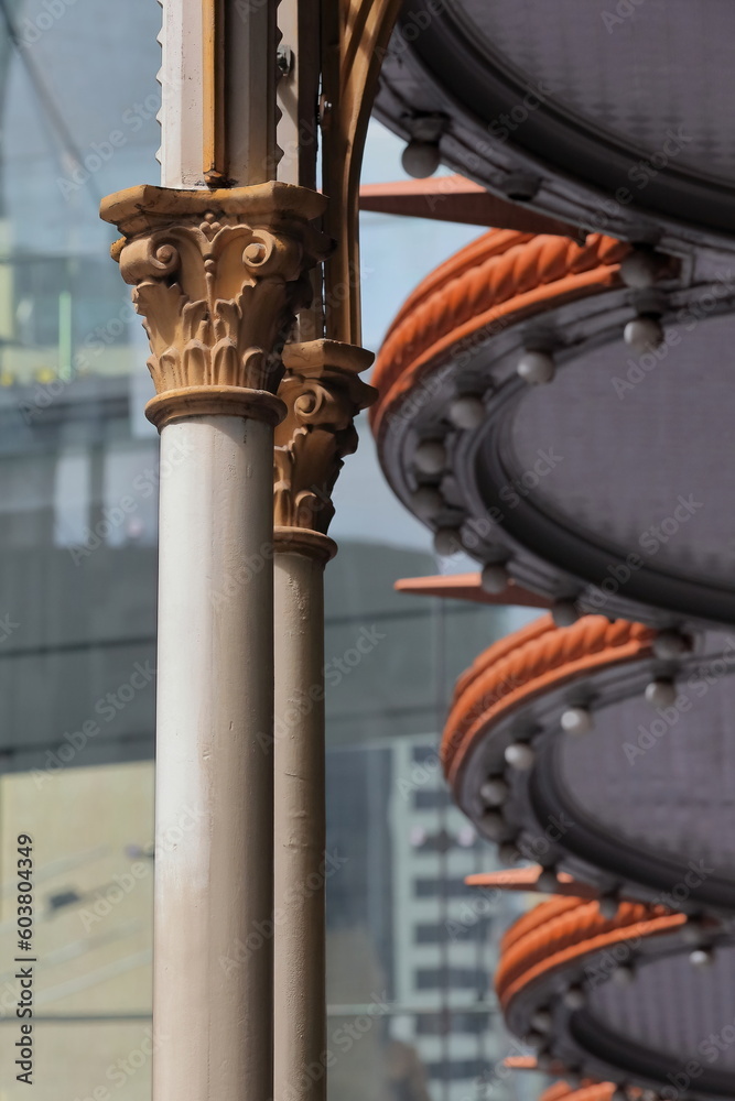 Double column of the E.Way building verandah and Grace Bros.building ...