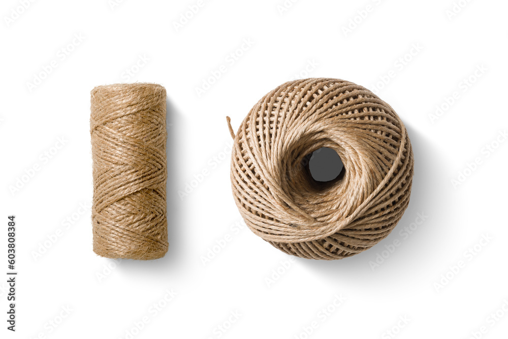 Photo & Art Print Top view of a natural jute twine string ball and roll ...