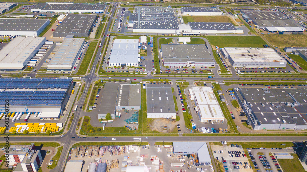 Photo & Art Print Aerial view of industrial zone and technology park on ...