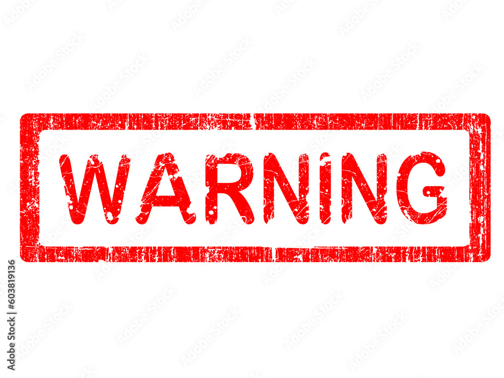 Grunge Office Stamp with the word WARNING in a grunge splattered text ...
