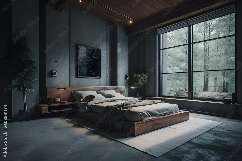 Simple contemporary sleeping quarters with subdued tones , .highly ...